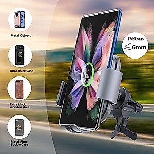 DOODBI Dual Coils Wireless Car Charger Mount for Galaxy Z Fold 4/3 car Mount/Accessories, Fast Charging Phone Holder for Galaxy Z Fold 4/3/2/S22 Ultra, iPhone 13 Pro Max,Google Pixel 6 Pro