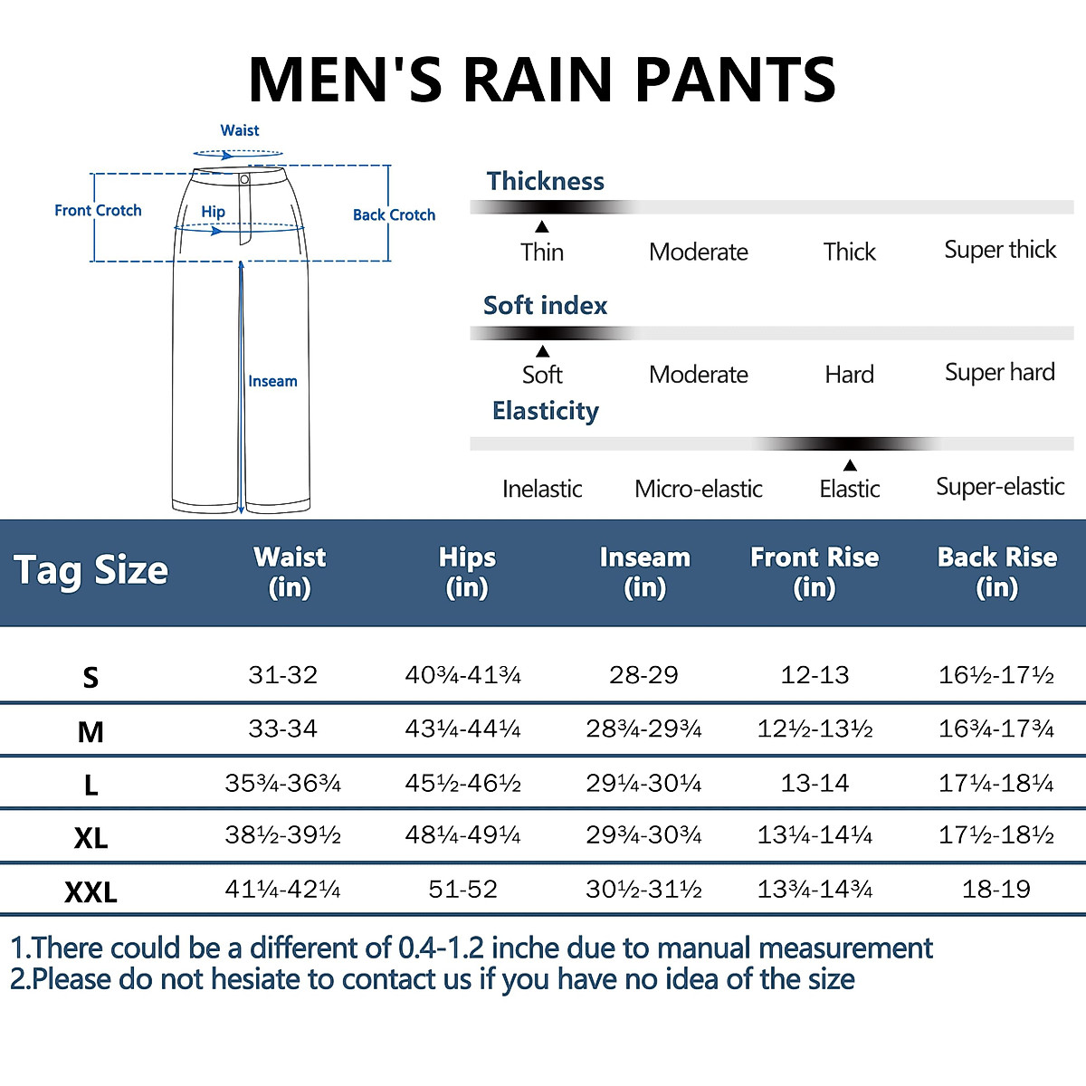 Little Donkey Andy Men's Waterproof Lightweight Rain Pants Breathable Windproof Hiking Golf Fishing Pants Pewter L