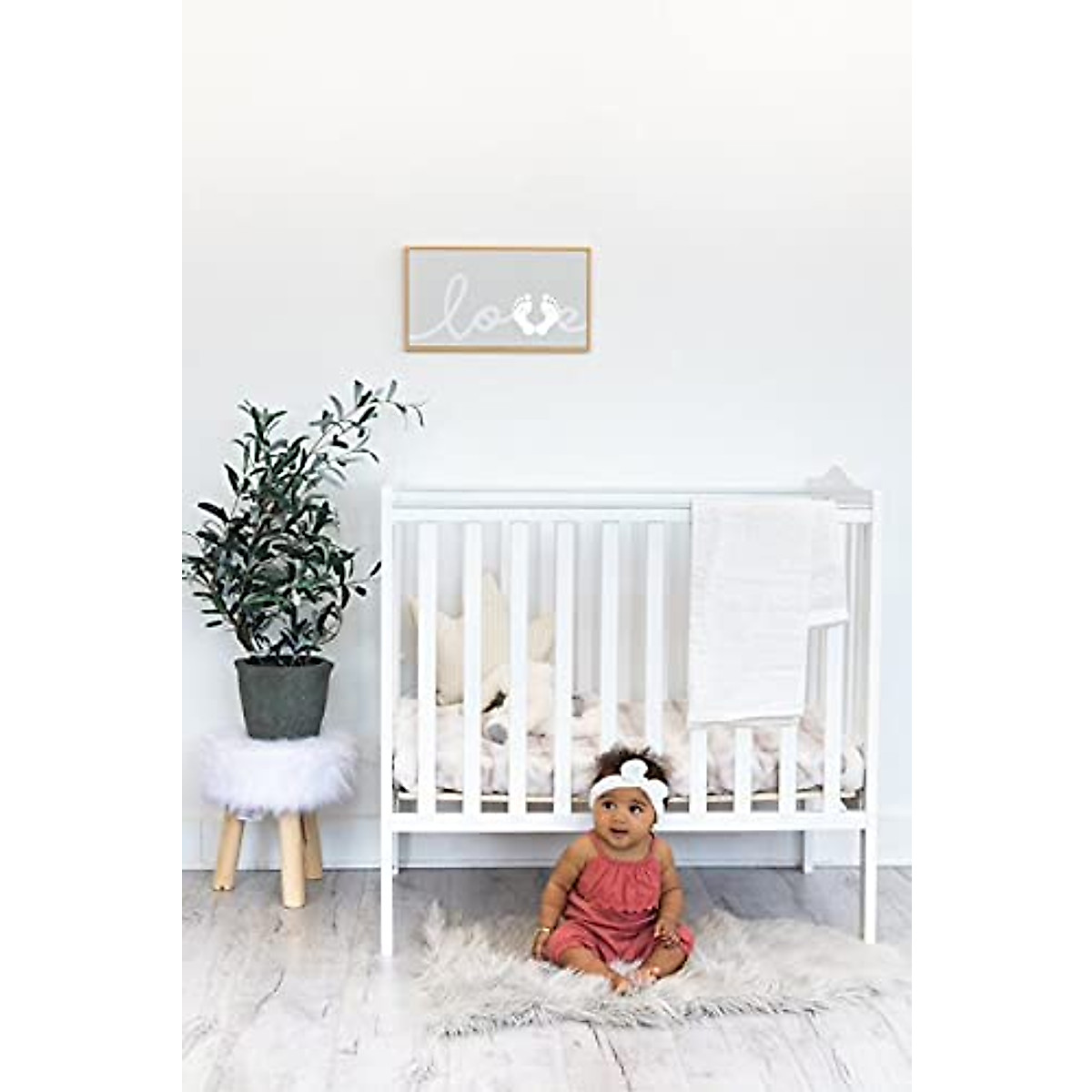 Pearhead Framed Babyprints Baby Footprint Love Canvas, Gender Neutral Nursery Decor for Baby Girl or Baby Boy, DIY Baby Keepsake, Gray