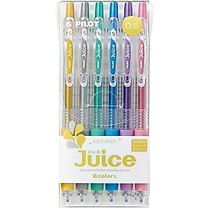 PILOT Juice Gel Ink BallpointPen, 0.5mm, Metallic Colors (LJU-60EF-6CM)