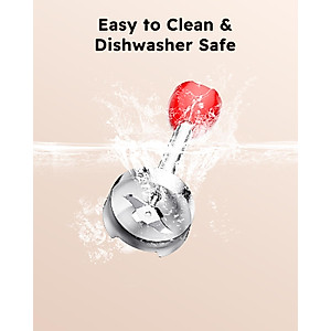 Sangcon Immersion Blender Handheld, 3-in-1 Hand Blender Electric, 400W Handheld Blender, Stainless Steel Blade Stick Blender with Whisk, Milk Frother Attachments - Red