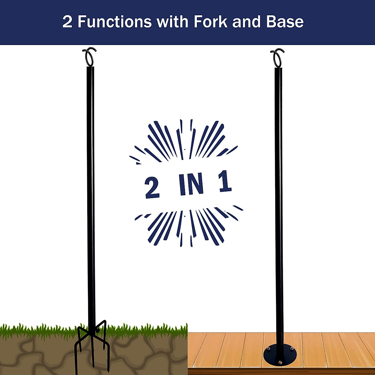 4 Pack 96" Shade Sail Poles, Heavy Duty Sun Shade Poles - with Adjustable Turnbuckle for Shade Sail Canopy, Steel Post Stand w/Hooks for Outdoor String Light, Patio, Backyard