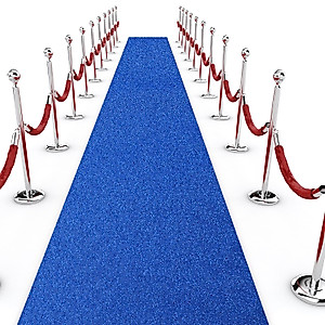 Shihanee Sequin Aisle Runner for Wedding Glitter Wedding Rug Runner with Carpet Tape Sparkly Prom Outdoor Floor Carpet Runner for Ceremony Event Halloween Christmas New Year Party(2 x 15 ft,Blue)