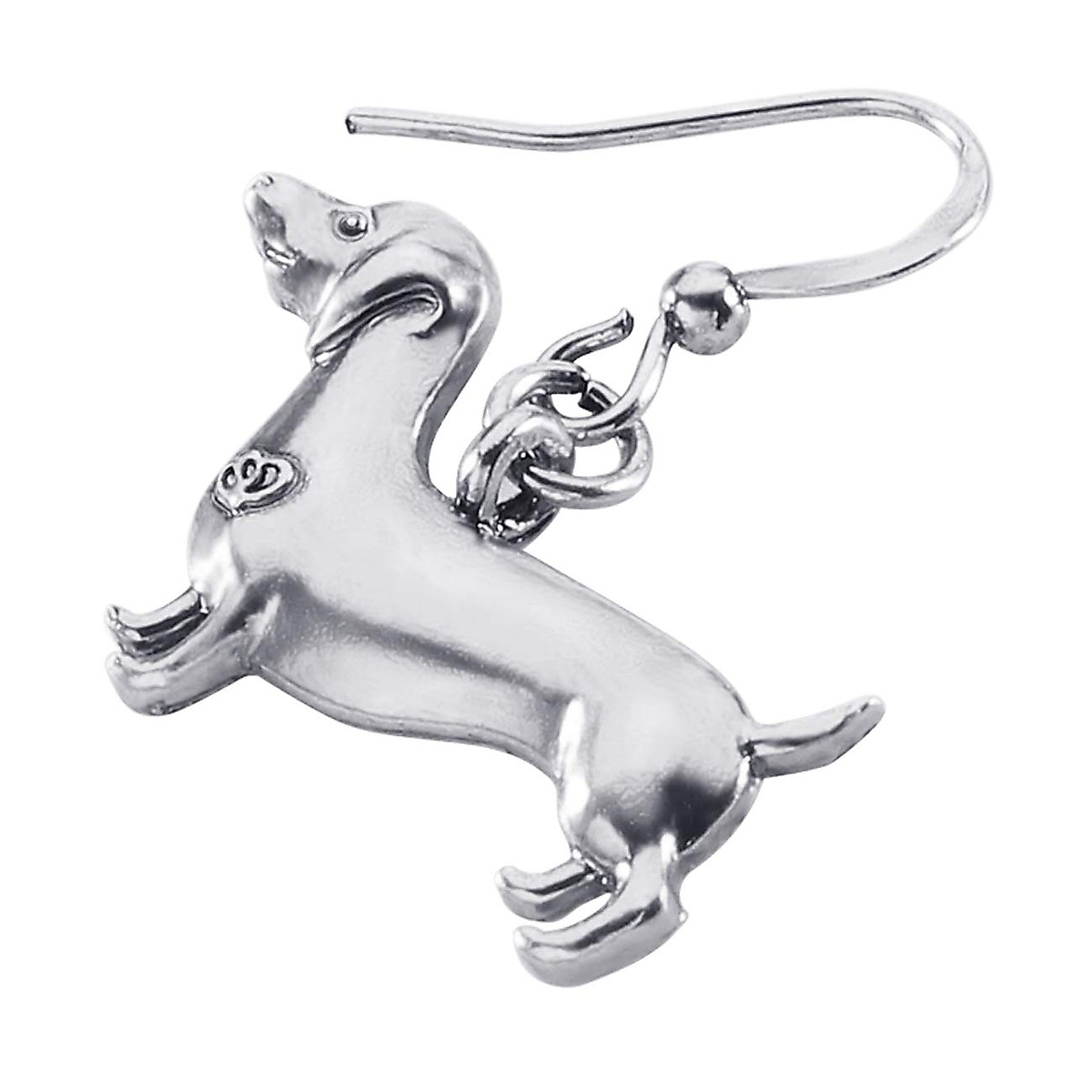 DUOWEI Zinc Alloy Antique GoldSilver Plated Dachshund Dog Earrings for Women Teens Pet Dangle Vintage Jewelry Gift (Silver Dachshund)