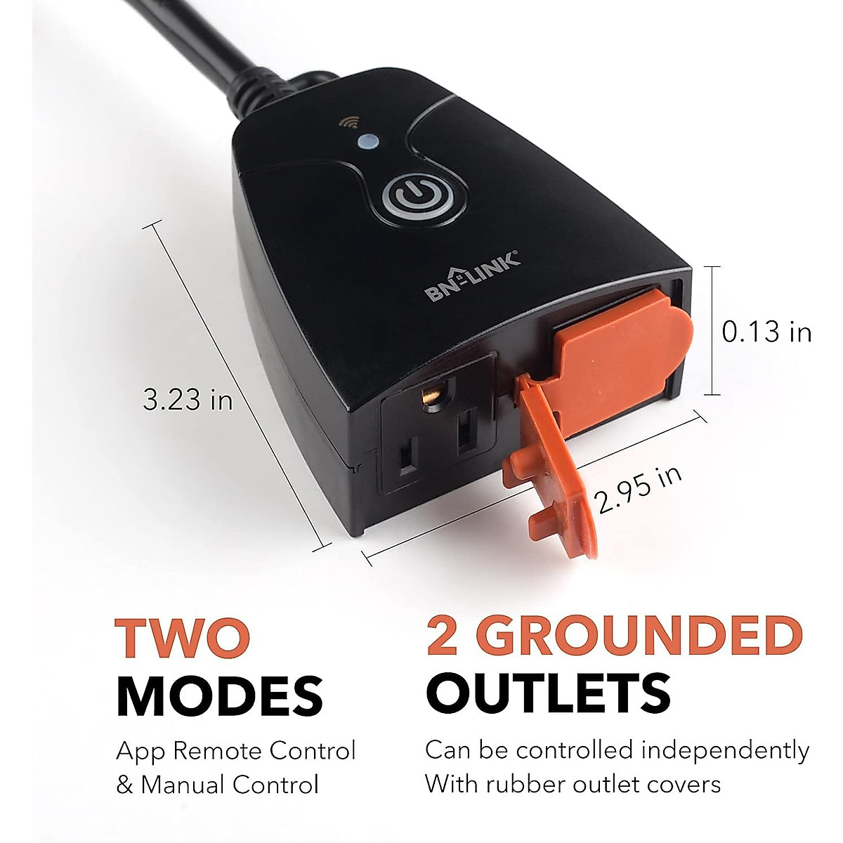 BN-LINK Smart Wi-Fi Plug Outlet, Remote Control by App, Compatible with Alexa and Google Assistant, Weatherproof, Requires 2.4 GHz Wi-Fi, ETL Listed