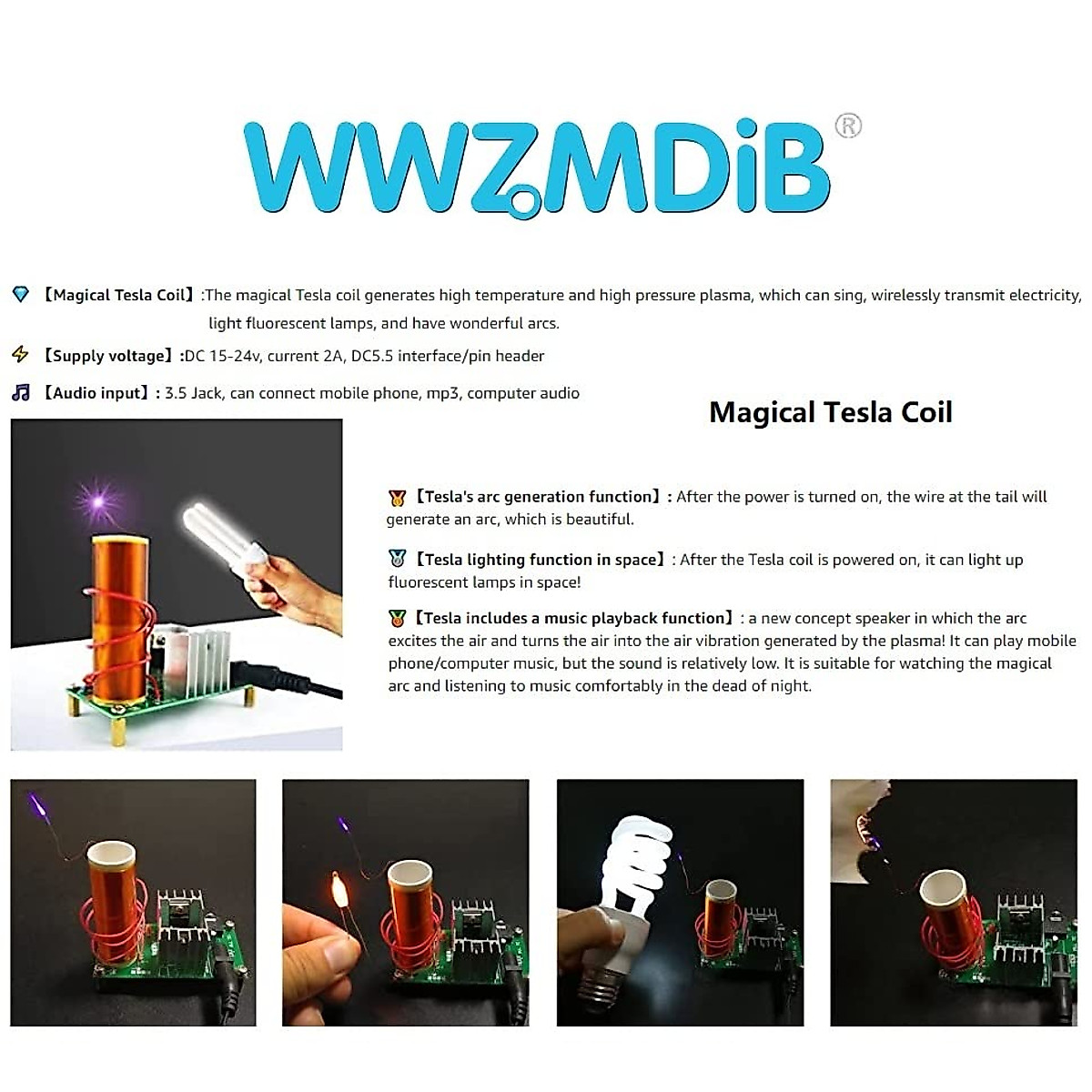 WWZMDiB-DIY Learning Kit (Fun DIY Soldering Kit, Magical Tesla Coil)