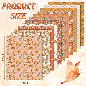 JarThenaAMCS 12Pcs Groovy Bouquet Cotton Fabric Bundles Wildflower Meadow Flowers Fat Quarter 70s Boho Flower Quilting Patchwork for Mother's Day DIY Handmade Sewing Crafting, 18 x 22 Inch