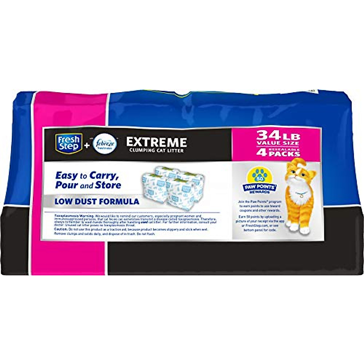 Fresh Step Extreme Scented Litter with the Power of Febreze, Clumping Cat Litter Mountain Spring, 34 Pounds