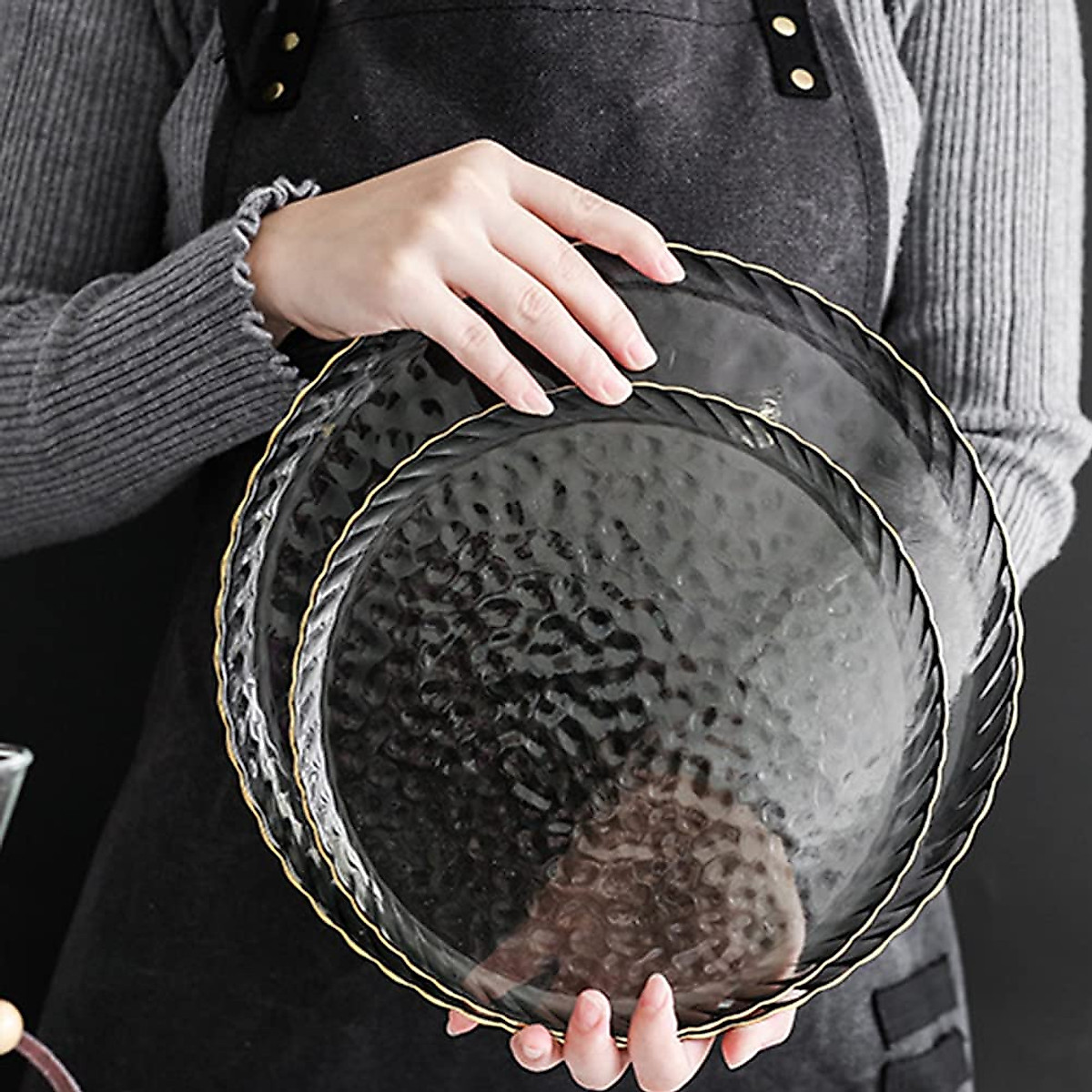 Hemoton Microwave Containers Glass Serving Platter Decorative Round Plate Clear Dinner Plates Dishes for Home Dinner Parties Weddings and Catering Clear Dessert Plates