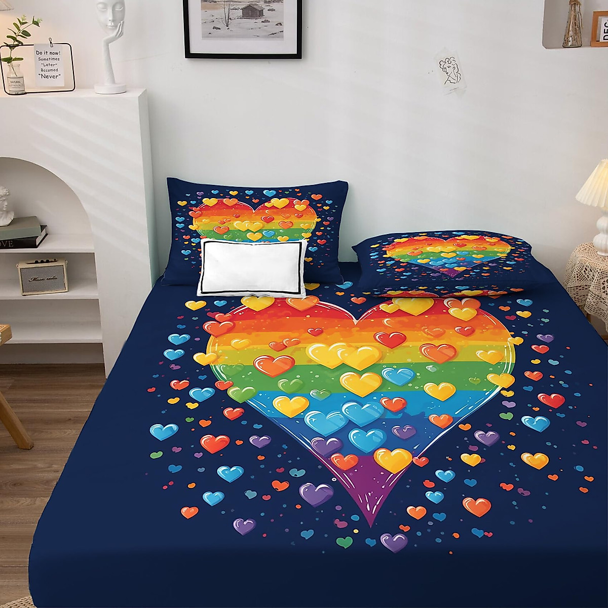 Gay Pride Sheets Full Size Sheet Sets - Lgbt Bed Sheets, Soft Microfiber & Deep Pocket & Wrinkle Free Patterned Bedding Sheets & Pillowcases, 4 Piece ( 1 Fitted Sheet, 1 Flat Sheet, 2 Pillow Cases )
