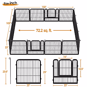 Yaheetech Outdoor Dog Playpen - 16 Panel Fence for Large, Medium and Small Dogs - Heavy Duty Exercise Pen for Puppies and Small Animals - Portable for RV Camping and Yard