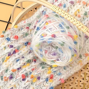 50g/Ball 4ply Mohair Yarn with Colored Beans Blended Cotton Yarn Wool Weaving Handknitting Yarn for DIY Crocheting Scarf Sweater (Color : 04-caihongtangxiao)