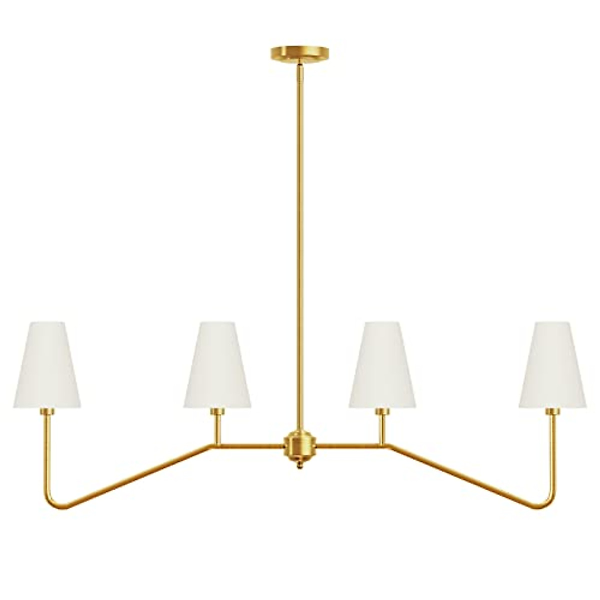 Electro bp;47" W 4-Light Linear Kitchen Island Lighting Fixture Classic Chandeliers Polished Gold with White Linen Shades 160W