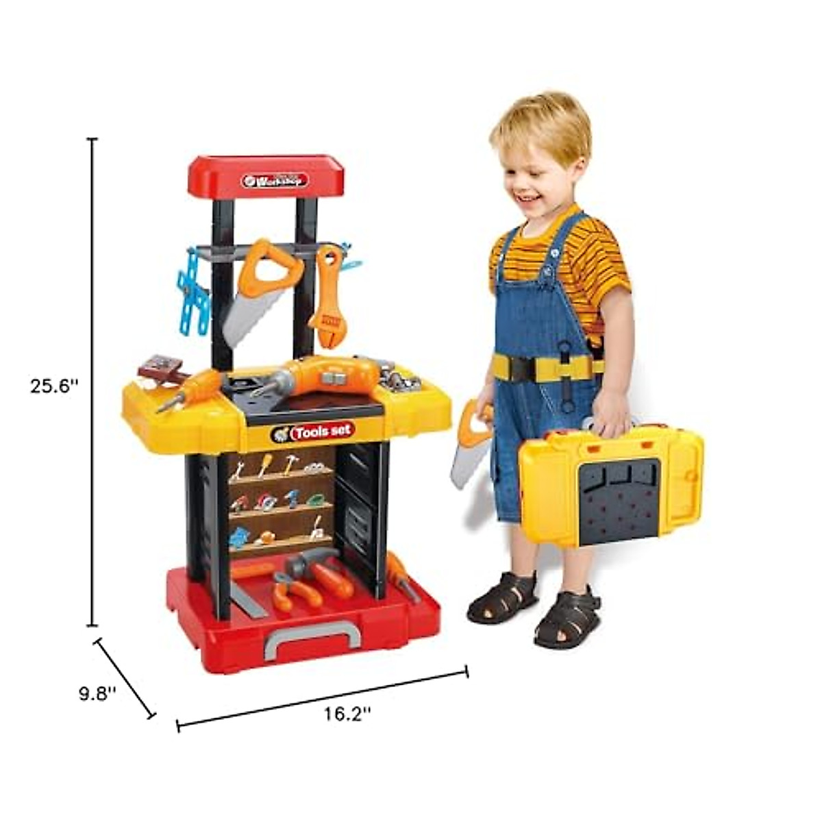 Kids Tool Bench with Electric Drill Toddler Workbench Tools Set for Kids Pretend Play Learning Toy Tool Set, Indoor & Outdoor Toys for 2 Year Old Boys Toy