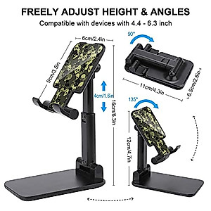 Green Camo Skull Cell Phone Stand Foldable Tablet Holder Adjustable Cradle Desktop Accessories for Desk