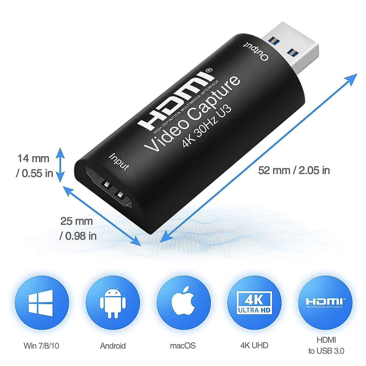 ORIVISION HDMI Video Capture Card, Cam Link 4K 30 HDMI to USB 3.0 1080P60 Game Capture Card Device for Streaming Recorder, Live Broadcasting, Compatible with Nintendo Switch,Xbox,PS4 (VLC/OBS/Amcap)