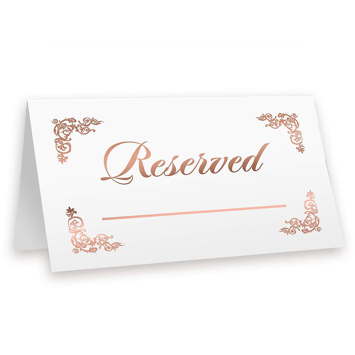 Reserved Table Signs Cards Rose Gold Foil, 20-Pack Table Tent, VIP Place Card with Line to Write, Double Sides Reserved Rose 6