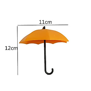 6 PCS Colorful Umbrella Key Hooks Adhesive Wall Hooks Wall Rack Decorative Wall Hanging Hooks Key Hair Pin Holder