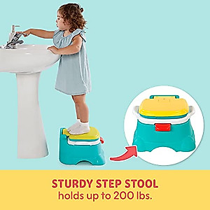 Sesame Street Elmo Hooray! 3-in-1 Potty Chair, Toilet Trainer, and Step Stool, Pretend Flush Handle, Gender Neutral Toddler Potty for Boys & Girls - Blue