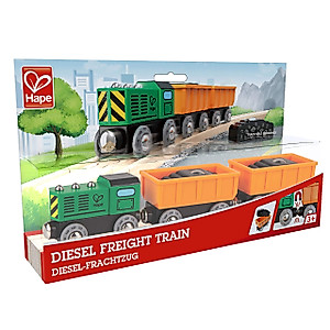 Hape Railway Diesel Freight Train| Freight Wagons with Loads Magnetic Connection Train for Kids