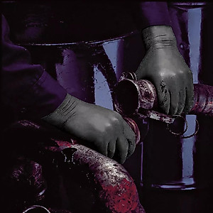 SHOWA 6112PF Biodegradable Nitrile Powder-Free Disposable Safety Glove, Food Safe, 4 mil Thick, 9.5" Length, X-Large (1 Box of 100 Gloves), Black