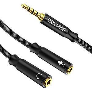 SOLMIMI Headphone Mic Splitter, TRRS Headset Splitter with Separate Headphone and Mic Jack, 3.5mm Combo Audio Adapter for Dual-Plug Headset Compatible to Xbox One, Smartphone, PC, Ps4-11inch(30cm)