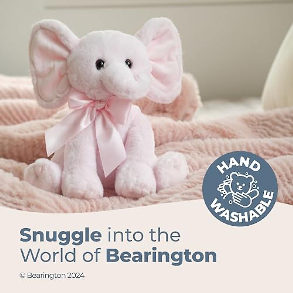 Bearington Baby Pinky The Elephant Plush, 12 Inch Elephant Stuffed Animal