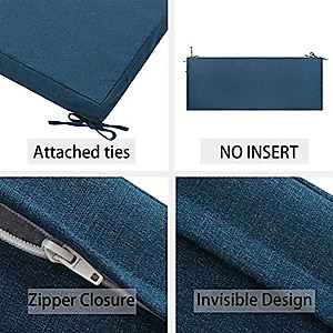 FUNHOME Water-Resistant Outdoor Bench/Settee Cushion Slip Cover,Patio Furniture Cushion Covers,Garden Long Chair Cover ONLY-42x18x3 INCH (Dark Blue)