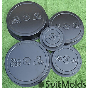 Molds Plates Set 5 pcs Molds CONCRETE WEIGHT PLATES BARBELL DISCS OLYMPIC LIFTING D55 (45Lb)