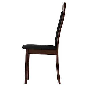 Cortesi Home Tia Walnut Finish Dining Chair in Charcoal Fabric, Set of 2, Brown