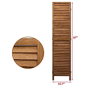 ALIMORDEN 5.7 Ft 3 Panels Room Dividers, Vintage Natural Wooden Privacy Screen, Folding Wall Divider, Space Seperate