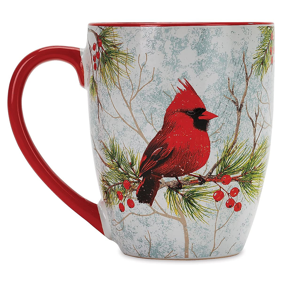 Cardinal Ceramic Mug - 22oz Large Ceramic Winter Christmas Mug, Microwave Dishwasher Safe