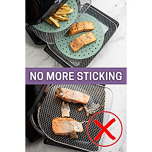 Air Fryer Silicone Liners, Non-Stick, Easy Clean, Reusable Air Fryer Liner Mats Accessories 8” ROUND (2-Pack) “JUNIPER” Fits most air fryer models