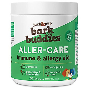 Jack&Pup Dog Allergy Chews - Bark Buddies Aller-Care Soft Chew Bites Itch Relief for Dogs & Allergy Support for Dogs - Dog Immune Supplement, Dog Skin Allergies Treatment and Anti Itch for Dogs 60ct
