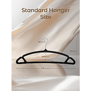 HOUSE DAY Black Velvet Hangers 20 Pack, Luxury Felt Hangers Non Slip Clothes Hangers, Space Saving Black Hanger Heavy Duty Coat Hanger, No Shoulder Bump Focked Hanger with 360° Swivel Hook for Closet