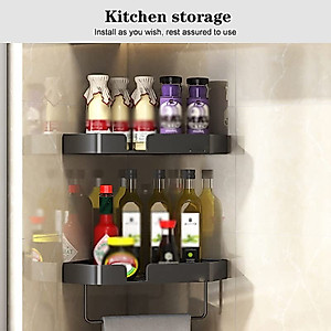 MBBJM Bathroom Shelf Organizer Shower Black Corner Shelves Wall Mounted Aluminum Toilet Shampoo Holder No Drill