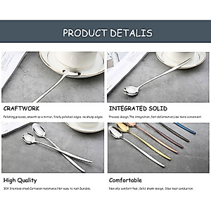 Long Handle Spoon, Circular spoon,Delicate Elegance Stainless Steel Spoon Set,Mixing Spoon,Ice Cream Spoon,Long Spoon Iced Tea Spoon, Coffee Spoon,Dessert Spoon,Milkshake Spoon,Set of 6(Ice spoo