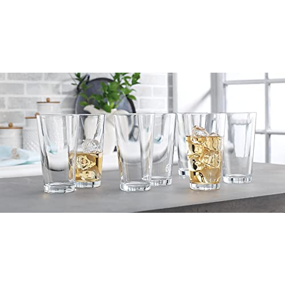 Home Essentials & Beyond Drinking Glasses Set Of 10 Highball Glass Cups 17 Oz Beer Glasses, Water, Juice, Cocktails, Iced Tea, Bar Glasses. Dishwasher Safe.