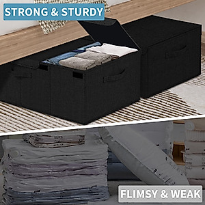 Hoyula Deep Under Bed Storage Container, 10" Tall Height Underbed Box Bin with Lids 31" Long Large Basket for Under Bed, Bedroom, Dorms, Clothes, Bed sheets, Blankets, 2 Pack, Black