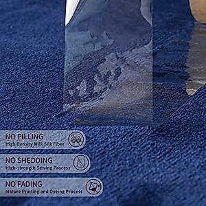 SE SOFTEXLY Sherpa Bed Blanket Queen Size, Super Soft Fuzzy Plush Microfiber Flannel Throw Blanket for Couch, Bed，Sofa Fleece Thick Warm Blanket for Winter(Navy Blue,90x90 inches)