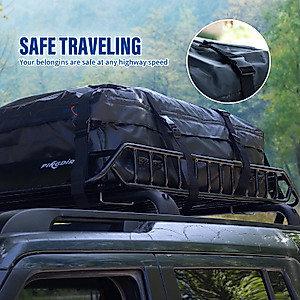 PINGDIR Roof Rack Basket 51" X 36" X 5" Rooftop Rack Cargo Carrier Universal, Waterproof Cargo Bag 44 * 35 * 16", Cargo Net with Attachment Hooks, 2 pcs Ratchet Strap,Roof Pedal