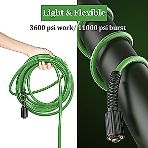 HNYRI Pressure Washer Hose 50FT x 1/4", Kink Resistant Power Washer Hose Replacement for M22 14mm End, 3600 psi Flexible High Pressure Extension Hose with Brass Female Thread for Power Washing