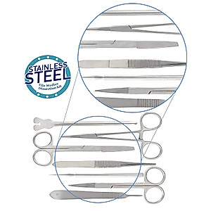 22Pcs Advanced Dissection Kit for Medical Biology & Veterinary Students- Anatomy Lab Botany Animal Frog etc Dissecting Kit. Premium Stainless Steel Scalpel Knife Handle-11 Blades