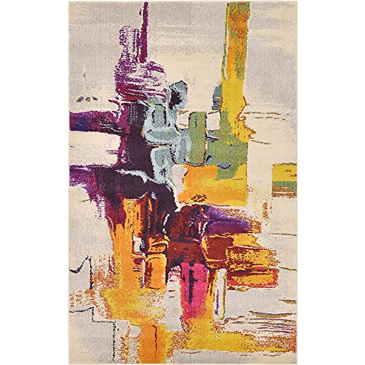 Unique Loom Estrella Collection Bright Colors, Geometric, Abstract, Modern Area Rug, 5 ft x 8 ft, Beige/Yellow