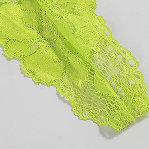 Floral Lace Lingerie Cute for Women V-Neck See Through Naughty Underwear Garter Leg Ring Strappy Sexy Bralette and Panty Set Kinky Chemise Look Bondage Corset for Roleplay Nightdress Green