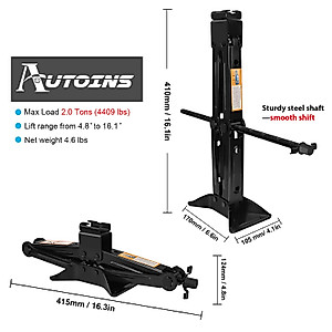 AUTOINS Scissor Jack Set-2 Ton (4409 lbs) Upgraded Double Tooth Spiral Car Jack Kit,Quick Lifting Tire Changing Kit,Car Tire Jack for Auto/SUV/MPV