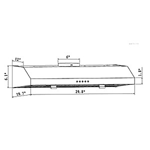 HTH HTHomeprod 30 Inch Under Cabinet Range Hood Powerful Dual Motor 3 Speed 480 CFM Stainless Steel Filter