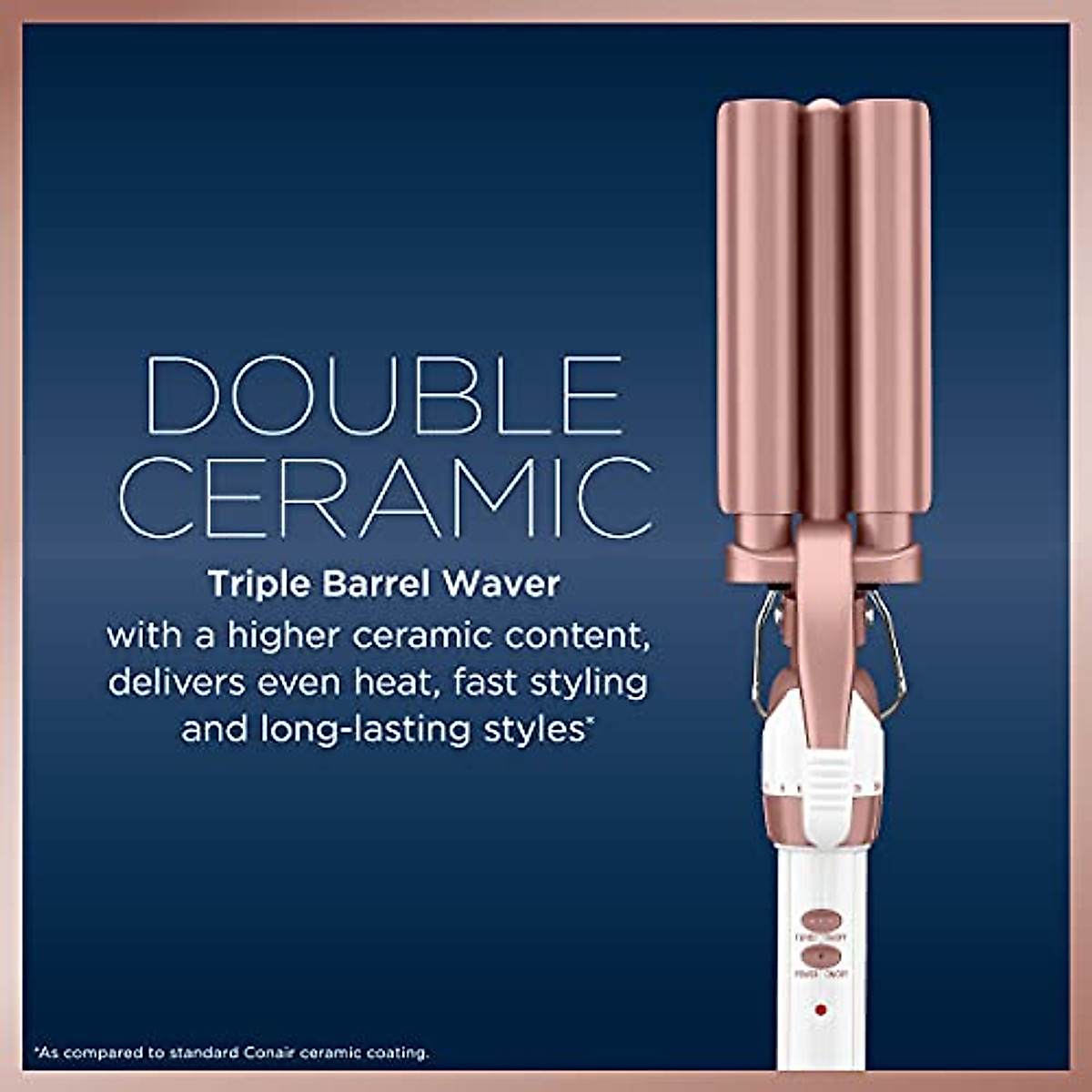 Conair Double Ceramic 3 Barrel Hair Waver, Beach Waver Curling Iron, Long-Lasting Natural Tight Waves