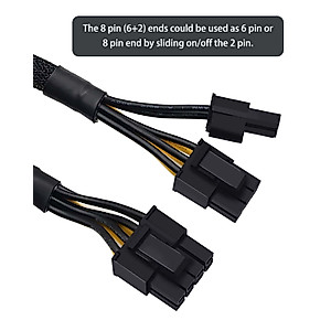 COMeap 8 Pin PCIe Splitter Cable, GPU VGA PCIe 8 Pin Female to 3X 8 Pin(6+2) Male PCI Express Adapter Extension for Bitcoin Ethereum Mining 11.4-inch(29cm)