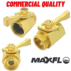 Heavy Duty Brass Hose Shut Off Valve | 2 Pack Garden Hose Connector | Water Hose Valve Shut Off | Shutoff Valve | 2 Extra Pressure Washers | Fits All Standard Hoses